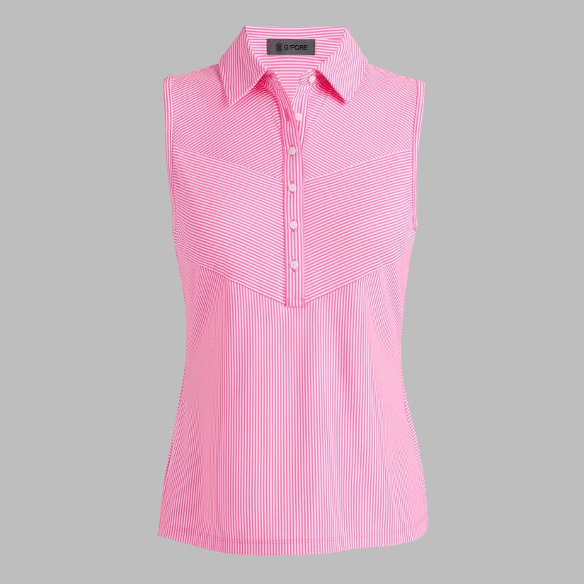 CHEVRON STRIPE TECH PIQUÉ SLEEVELESS POLO | WOMEN'S POLO SHIRTS | G/FORE