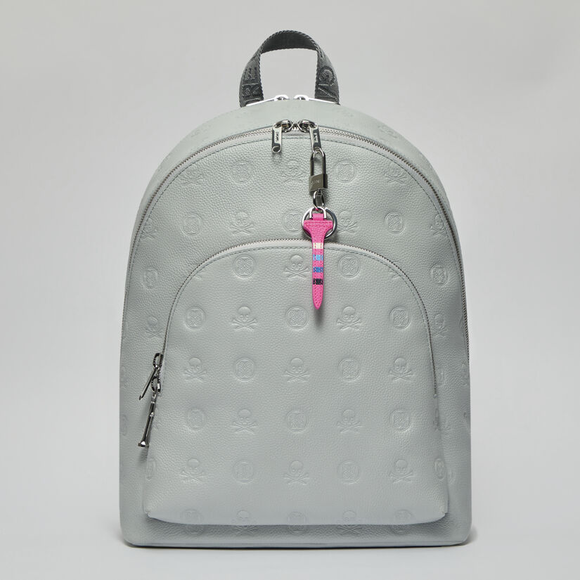 skull leather backpack